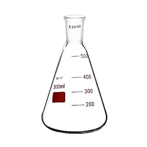 QWORK 500 mL Borosilicate Glass Erlenmeyer Flask, Thick Wall Flask with 24/40 Outer Joint