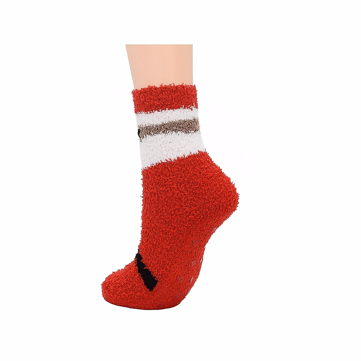 Century Star Womens Fuzzy Socks with Grips Hospital Socks Non Slip Slipper Socks Athletic Fluffy Cozy Gripper Yoga Pilates Socks for Christmas 5 Pairs Chriatmas Set