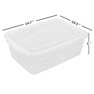 Kekow 4-Pack Plastic Clear Storage Bins with Lids, Plastic Latch Storage Box, 14 L