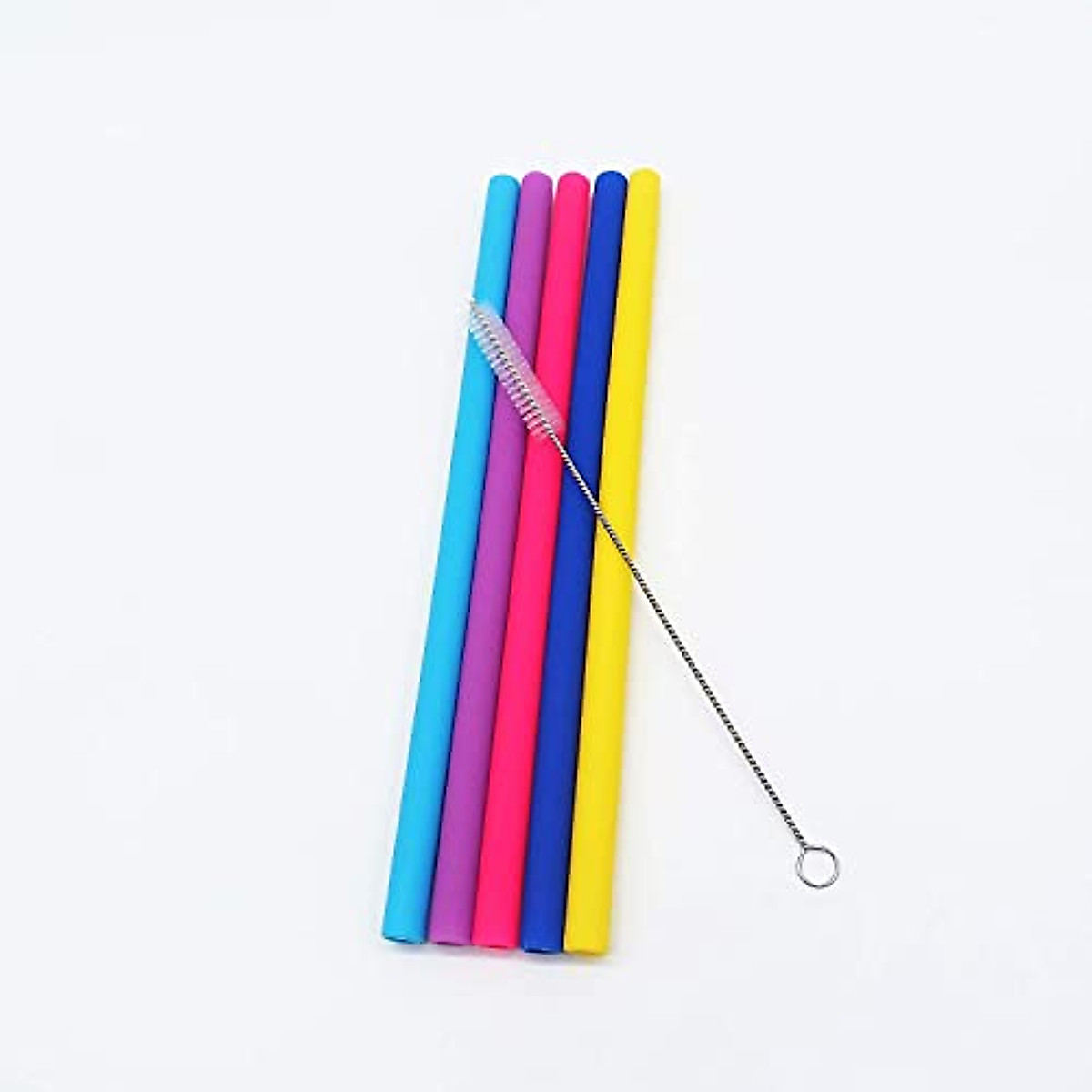 Reusable Silicone Drinking Straws - Set of 5 - BPA Free - Free Cleaning Brush Included - Work with 20 or 30oz Tumblers, Bubba & Yeti Mugs - Perfect for Smoothies