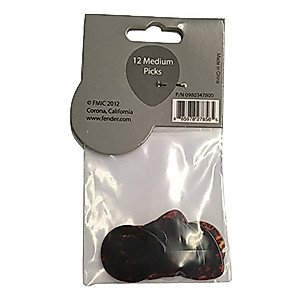Fender Classic Celluloid Guitar Picks 347 Shape, Tortoise Shell, Medium, 12-Pack