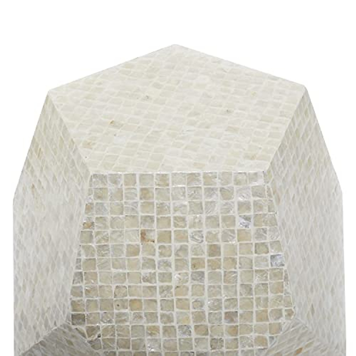 Deco 79 Mother of Pearl Shell Handmade Side End Accent Table End Table, Side Table 16" x 16" x 19", Cream