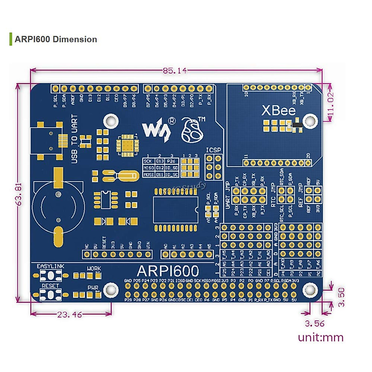 XYGStudy Arpi600 for Raspberry Pi 4 3 2 1 Model B B+ A+ plus Supports Arduino Xbee Module with Various Interface Io Expansion Board