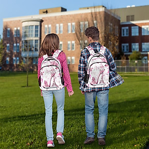 OMFUNS Eiffel Tower Floral Custom Name School Backpack for Boy Girl Teen Paris High Heels Personalized Student Bookbag for Primary Junior College Customized Laptop Backpack for Men Women