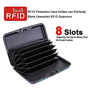 Oirtmiu RFID Blocking Credit Card Holder, Mini Aluminum Card Wallet, Slim Metal Hard Card Case, ID Case, Business Card Case for Women- 8 Slots