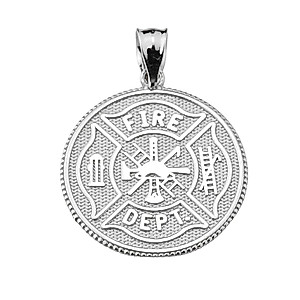 Firefighter Maltese Cross Sterling Silver with Prayer Blessing Pendant