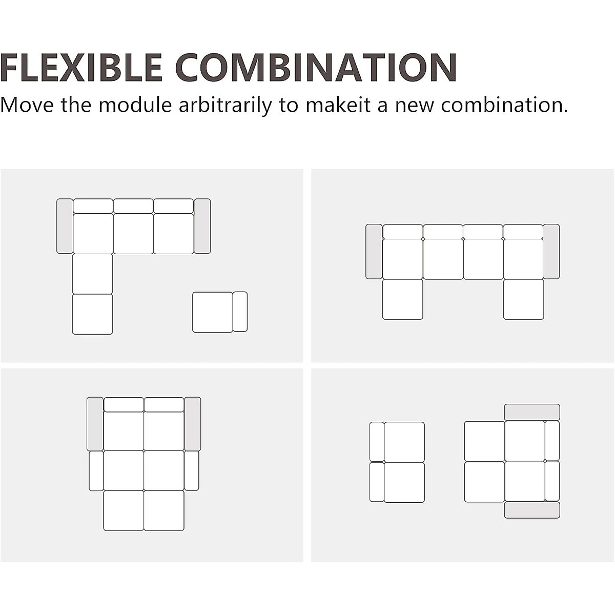 Wimarsbon Modular Sectional Sofa Set Convertible U Shaped Sofa Couch with Storage Seats Modern Pinstripe Fabric Sectional Couch for Living Room (Black, 4+2)