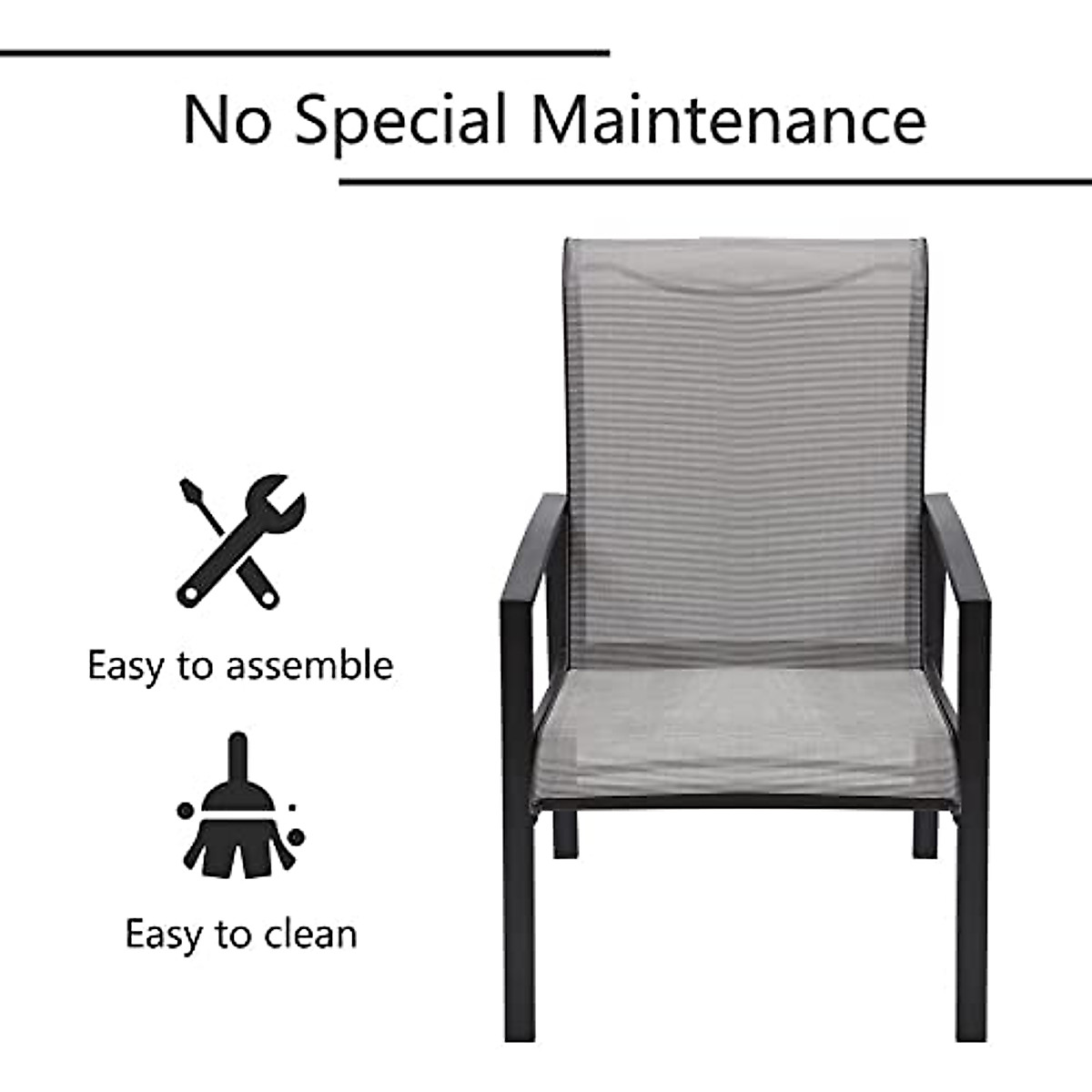 Dulce Domi Patio Chairs Set of 4, Rust-Free Outdoor Chairs W/Metal Slat Finish, 2x1 Textilene Dining Chairs Set of 4, Patio Chairs L23”xW22”xH38” Max Weight 280 Lbs