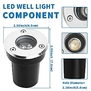 EAGLOD Low Voltage Landscape Lights with Connectors 1W LED Well Lights,12V-24V In-Ground Lights IP67 Waterproof 3000K Soft Warm White 100 Lumen for Landscape Up Lighting Garden Plant,Driveway(12Pack)