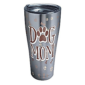 Tervis Dog Mom Insulated Tumbler with Clear and Black Hammer Lid, 30 oz Stainless Steel, Silver