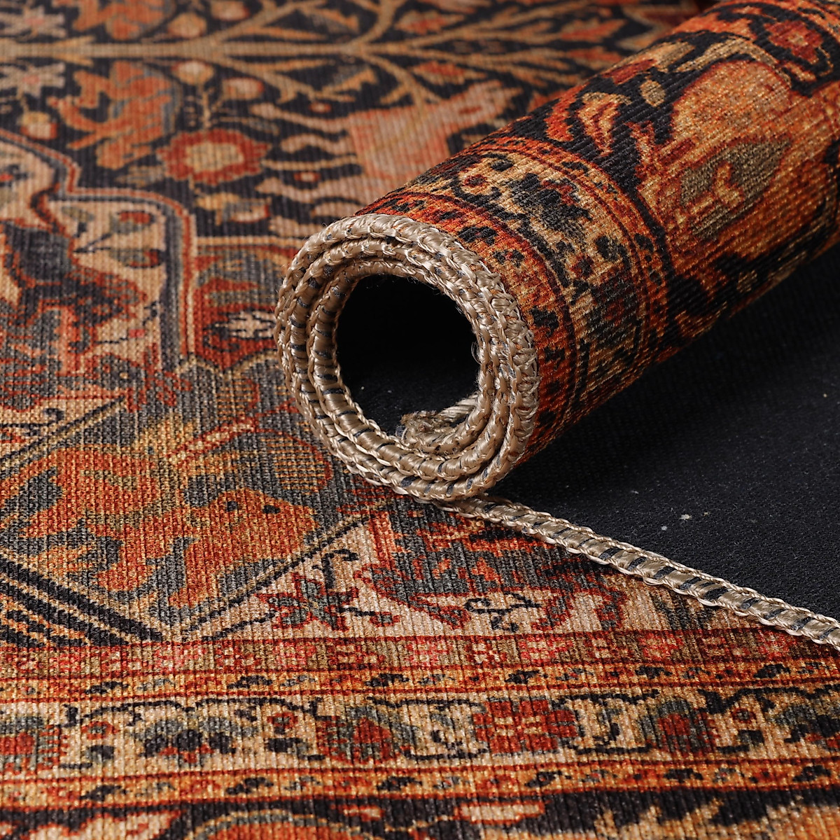 Superior Large Indoor Area Rug, Modern Floor Decor for Living/Dining, Bedroom, Kitchen, Office, Entry, Flat-Weave, Medallion, Wildlife, Cotton Backing, Copley Collection, 10' x 14', Brown