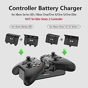 Smatree Controller Charger for Xbox Series X|S, Dual Charging Station for Xbox One/One X/One S/One Elite, Dual Charging Dock with 2x2000mAh Rechargeable Battery(Update Fit Xbox Series X|S)