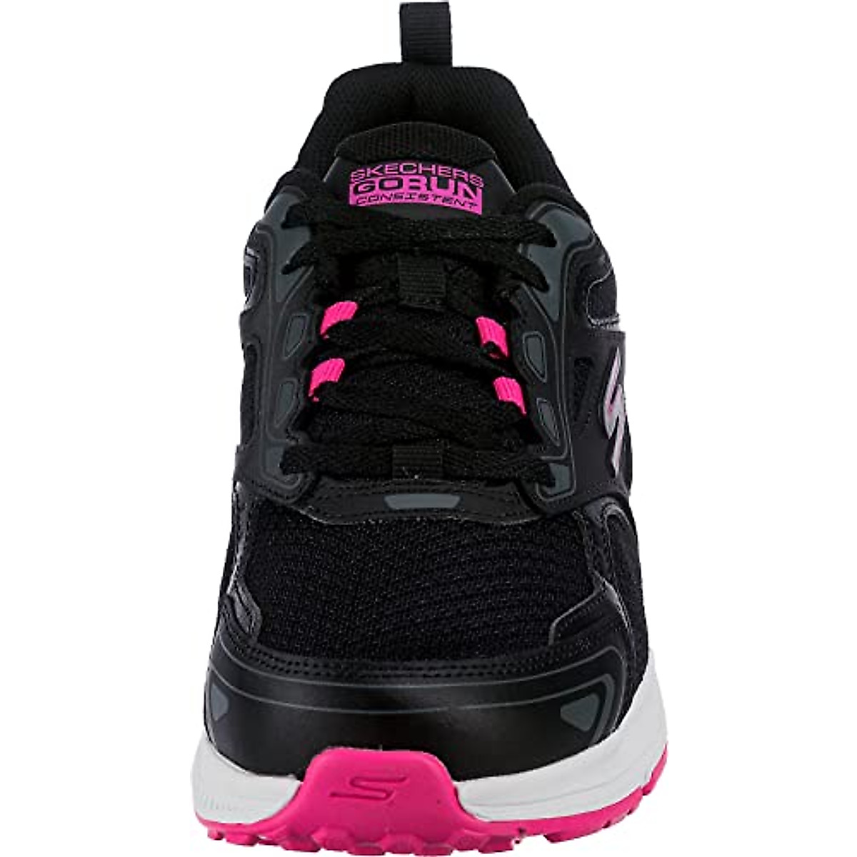 Skechers womens Sneaker, Black/Pink, 9 Wide US