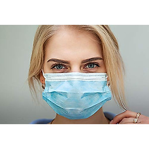 M MAJOR - Q Disposable Face Masks 3 Ply Protection Safety Mask for Dust Air Pollution Personal Protective Mouth Cover for Facial Prevention Earloop Masks Bulk Blue Indoor and Outdoor Use 50pc