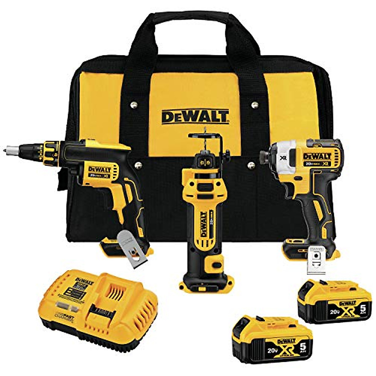 DEWALT 20V MAX* XR Drywall Screw Gun, Cordless, 3-Tool Kit (DCK301P2)