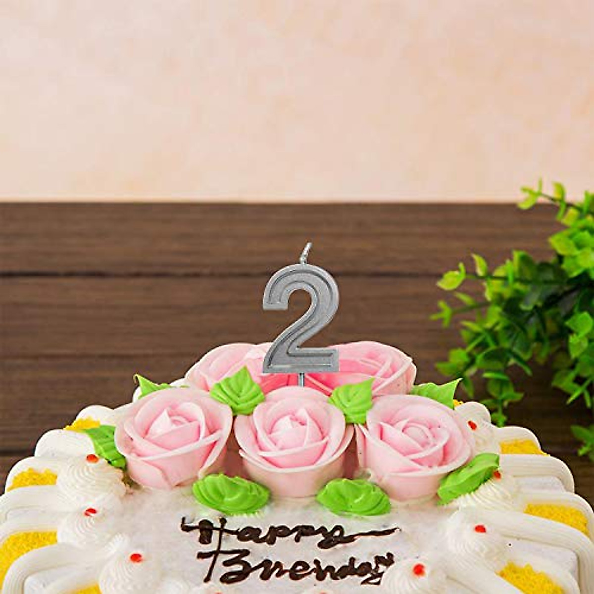 LUTER Silver Glitter Happy Birthday Cake Candles Number Candles Number 3 Birthday Candle Cake Topper Decoration for Party Kids Adults (Number 3)