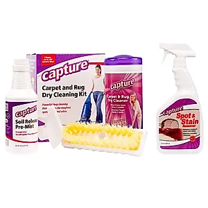 Capture Carpet Total Care Kit 100 & Capture Spot and Stain Remover (32 oz), Couch, Sofa Cleaner and Stain Remover Bundle