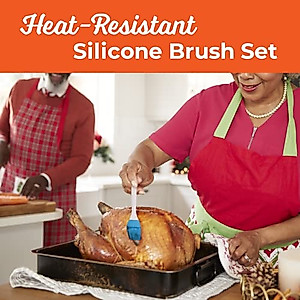 M KITCHEN WORLD Silicone Pastry Brush for Cooking 2 Pieces - Rubber Basting Brush with Grid, Kitchen Brushes Utensils for Food Sauce Butter Oil BBQ Spreading - Blue