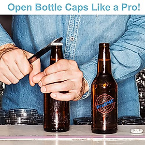 ProSMF Flat Bottle Opener - Bottle Opener for Bartender - Beer Bottle Opener - Stainless Steel - Heavy Duty - Vinyl Rubber Coated Handle - Black - 3 Pack - 2 Large & 1 Mini