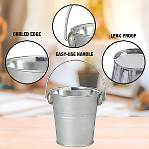 Simply Elegant Extra Large Metal Bucket with Handles (10"x10"x9") Multi-Purpose Buckets for Party Favor, Wedding Centerpiece, Garden Planters Goody Baskets, Christmas Decorations (White)