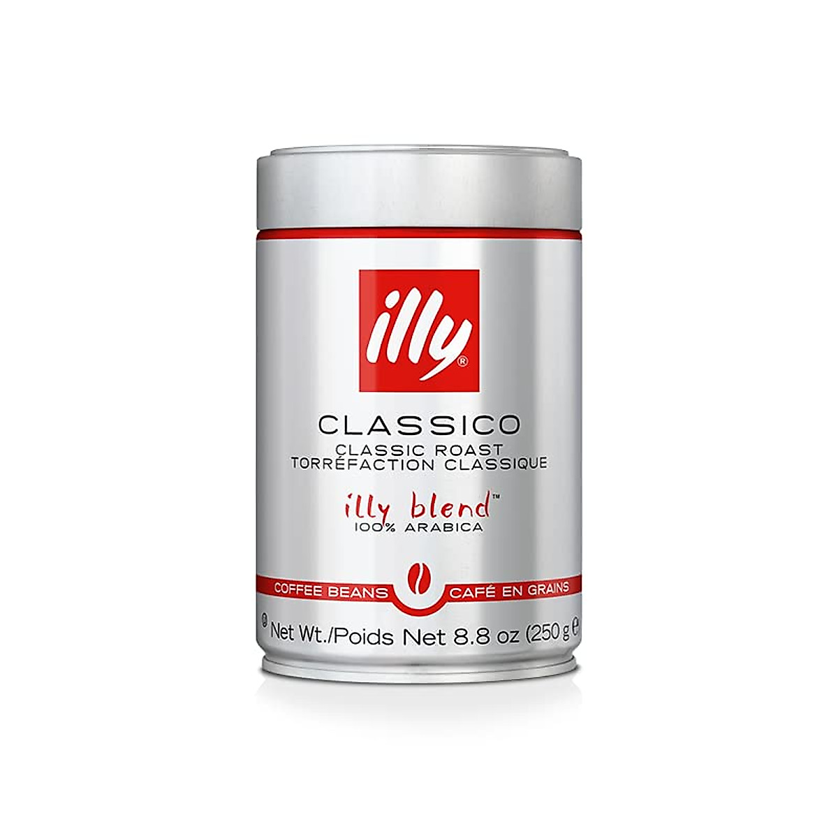 illy Classico Whole Bean Coffee, Medium Roast, Classic Roast with Notes Of Caramel, Orange Blossom and Jasmine, 100% Arabica Coffee, No Preservatives, 8.8 Ounce (Pack of 6)