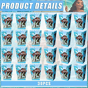 30 PCS Moana Party Popcorn Boxes, Moana Party Favor Boxes Candy Popcorn Boxes for Birthday Party Supplies