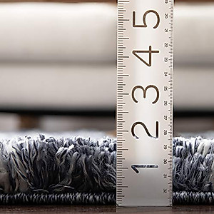 Well Woven Bissi Blue Super Thick & Soft Moroccan Shag Area Rug 5x7 (5'3" x 7'3")