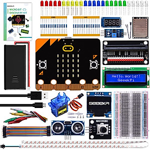 GeeekPi Basic Starter Kit for BBC Micro:bit (V2 Included), Blocks and Python Code, Multiple Sensors Project Examples, Detailed Tutorial Included