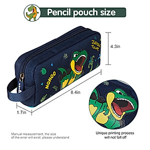 NOHOO Pencil case, funny Animal Print Pencil bag for kids, Large Lightweight Portable pencil pouch with Zipper for Girls Boy Students Teens Adults School office Travel Holder Box -Dinosaurs