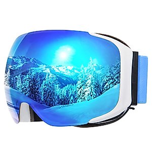 COPOZZ OTG Polarized Ski Goggles, G2 Interchangeable Magnetic Lens Over Glass Snowboard Goggles with UV Protection for Adult