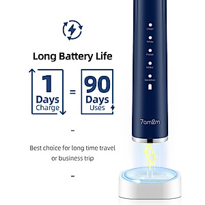 7AM2M Rechargeable Sonic Electric Toothbrush AM100 Package with 10 Brush Heads