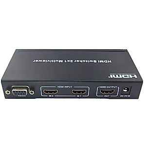 HUIERAV HDMI 2x1 Multi-Viewer Seamless Switch with PIP Function| Support Scaler UP&Down HDMI 1.3a Full HD 1080P | 4 Picture Mode | RS232 and Remote Control