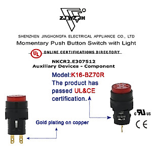 16MM Buzzer Red Indicator Light Lamp 24VDC LED Red 5/8" Installation Hole Alarm Signal Indicator Electrical Control Panel DIY 2Pcs (Red with Light,24VDC, Round)