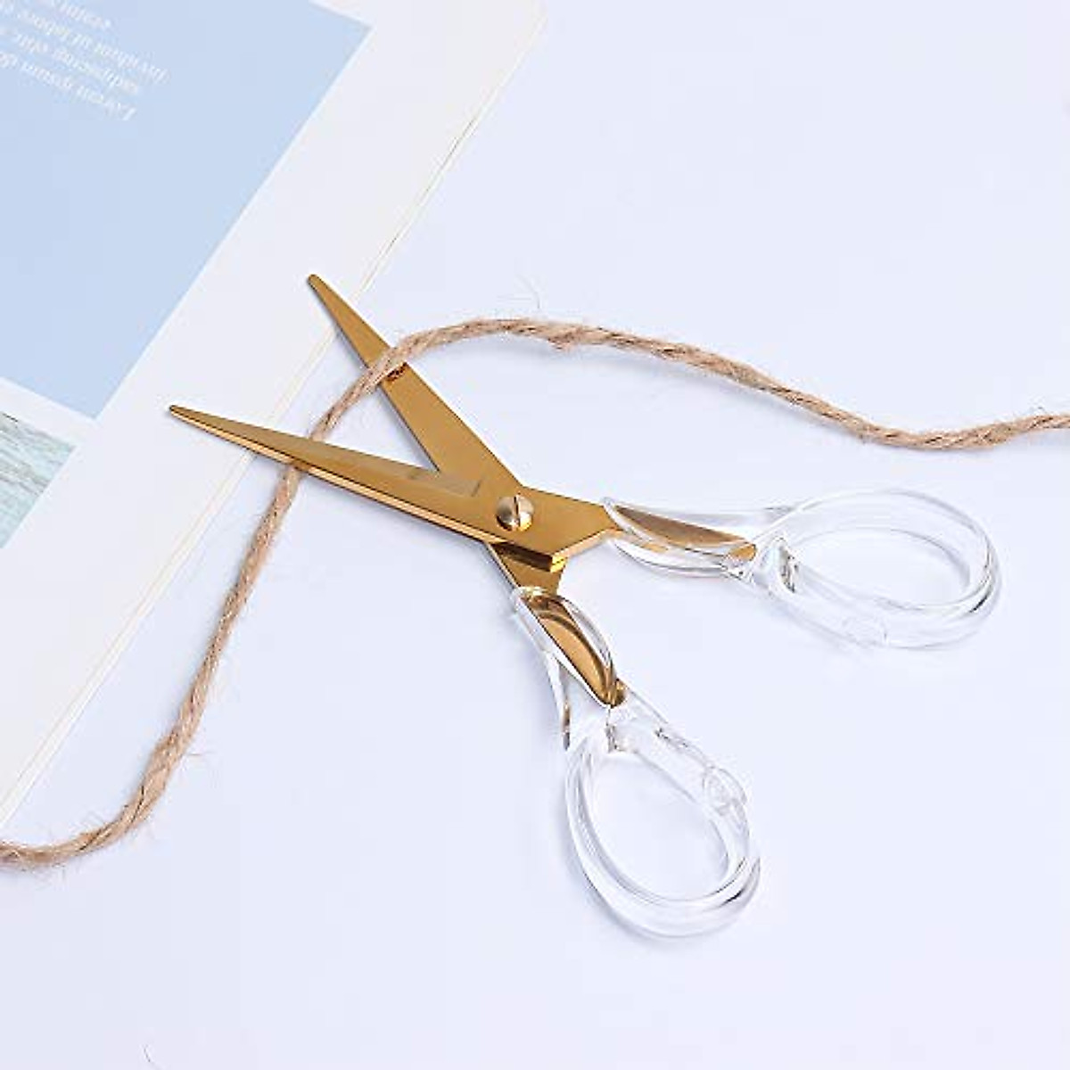 Koqye Multipurpose Scissors Acrylic Stainless Steel 6.3" Scissors Stylish Sharp Shears for Fabric Craft Supplies (Gold)