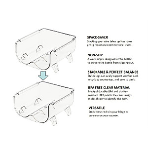 KNC Stackable Vertical Free-Standing Water Bottle Holder - Wine Rack Storage Organizer for Kitchen Countertops, Pantry, Refrigerator,Ideal Storage for Wine, Soda, Pop and Beer - Clear