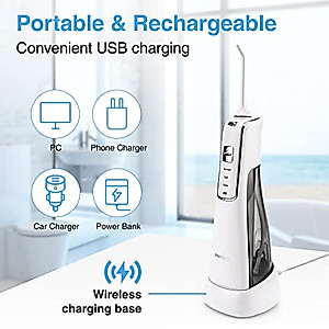 Water Flosser Cordless Teeth Cleaner - Pritech Professional Oral Irrigator Dental Calculus Remover for Travel & Home, Braces & Bridges Care, Tartar Scraper Plaque Remover for Teeth…