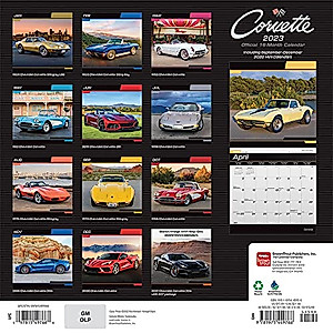 Corvette OFFICIAL | 2023 12 x 24 Inch Monthly Square Wall Calendar | BrownTrout | Chevrolet Motor Muscle Car