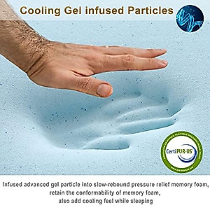 Slybear 3 Inch Memory Foam Mattress Topper Queen Cooling Gel Mattress Topper for Queen Size Bed with Non-Slip Removable Washable Cover, Pressure Relief Ventilated Mattress Pad