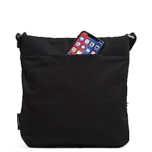 Vera Bradley Women's Cotton Triple Zip Hipster Crossbody Purse, Black - Recycled Cotton, One Size