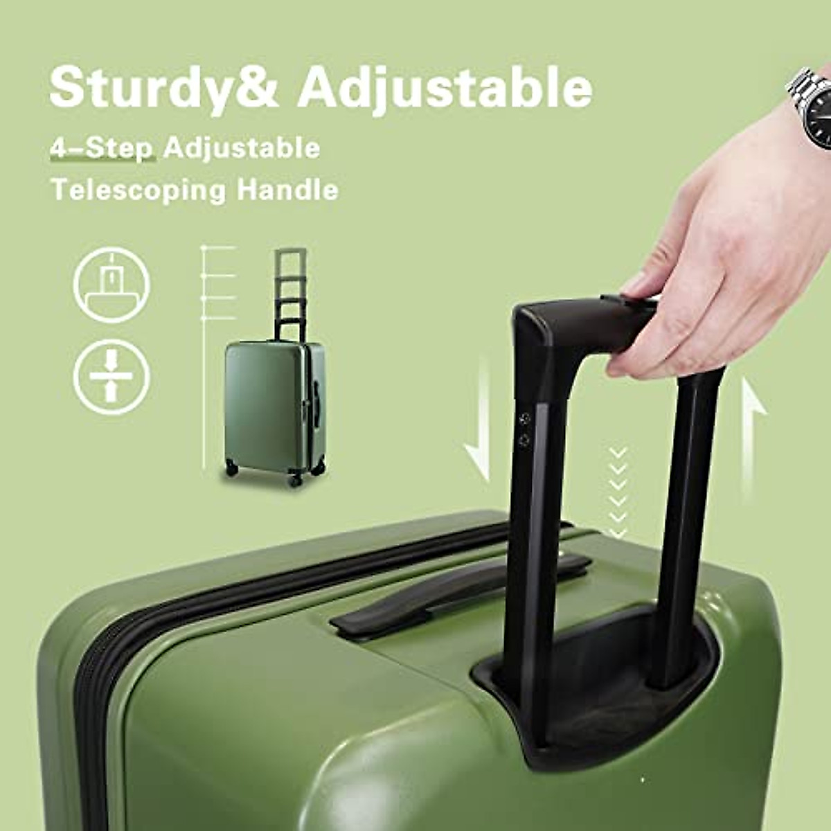 VERAGE Freeland 3 Piece Luggage Sets with X-Large Spinner Wheels, Expandable Hardshell Luggage Sets, Travel Suitcase Set TSA Approved (20/24/29-Inch, Green)
