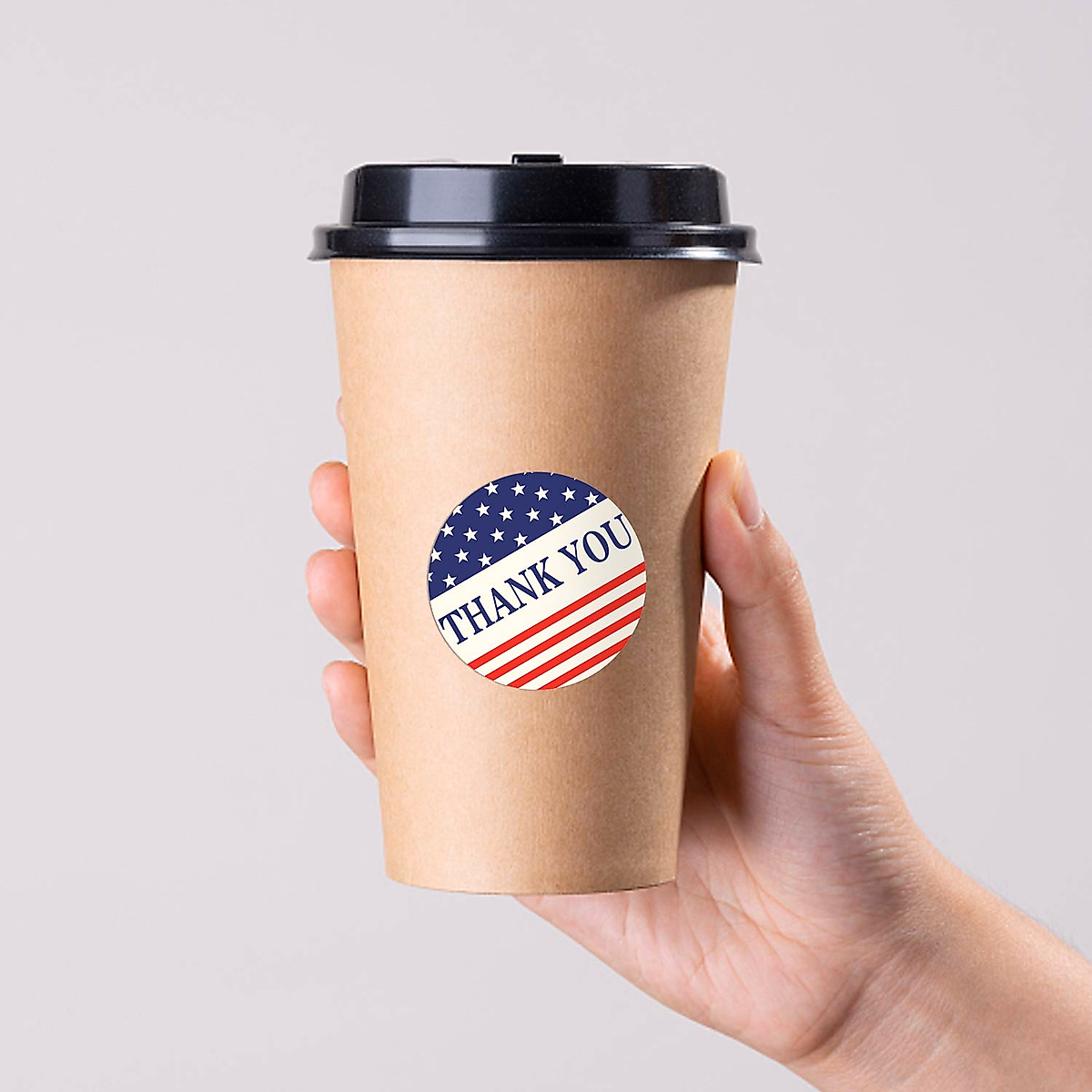 YINHEXI American Flag Thank You Stickers, 500 Labels Per Roll for Small Business Packaging, Seal Stickers (Style-A, 1.5 inch)