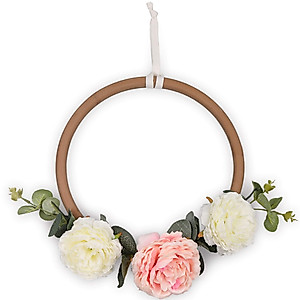 Pink and White Floral Wooden Ring Nursery Wall Decor - Farmhouse Collection by The Peanut Shell