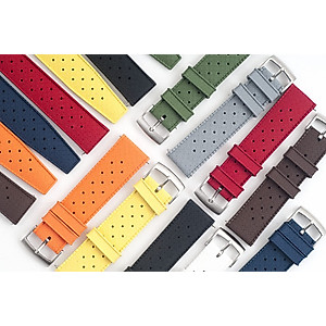 StrapHabit Quick Release Tropical Style FKM Rubber Watch Strap Band 18mm, 19mm, 20mm, 21mm, 22mm (Blue, 22mm)