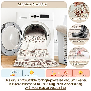 BESTSWEETIE 9x12 Area Rugs for Living Room Washable Moroccan Farmhouse Neutral Geometric Low Pile Non-Slip Soft Print Pattern Rug for Bedroom Kitchen Dining Room Entryway Cream/Brown/Pink