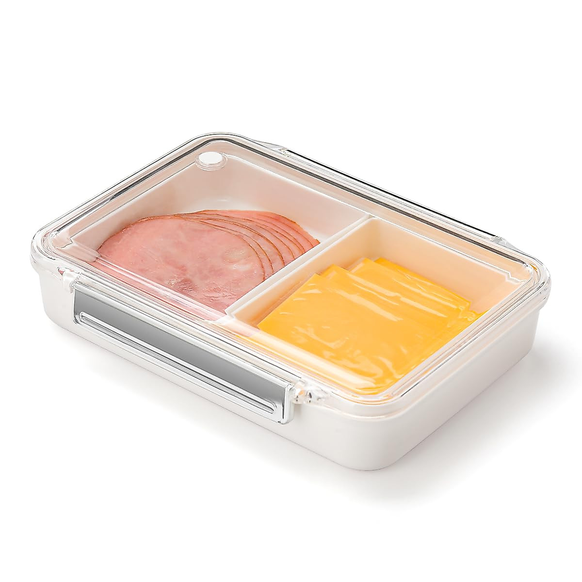 AIEVE Ham and Cheese Container for Fridge, Deli Meat Container for Fridge, Silicone Sealed Lunch Meat Storage Container for Fridge with Clear Lids, 8.86 Inches Long