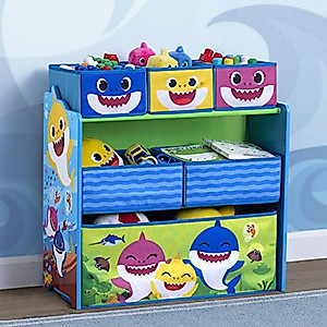Delta Children Chair Desk with Storage Bin + Design and Store 6 Bin Toy Storage Organizer, Baby Shark (Bundle)