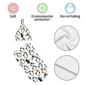 Qwalnely Swaddling Blanket for Baby, Sleeping Sacks, Unisex Baby Stuff with Hat, Penguin