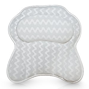 Bath Pillow for Tub, Luxury Bathtub Pillow Head and Neck Support, Relaxing Spa Cushion Head Rest for Tub, Bathtub Accessories for Women and Men with Quick Drying 3D Air Mesh Portable Washable