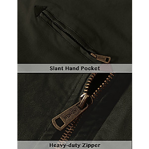 WenVen Men's Twill Cotton Casual Fashion Bomber Jacket Outerwear (Green, XL)