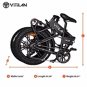 VITILAN V3 Electric Bike for Adults, Folding Fat Tire Ebike 750w 20inch 32MPH E-Bike 13.4AH Electric Bicycle Shimano 7-Speed…